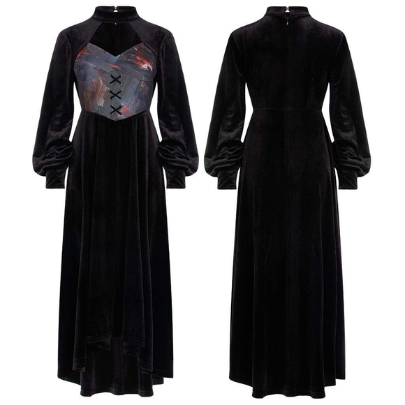 Punk Rave | Dresses | Punk Rave Gothic Cutout Splice Velvet Long Dress ...